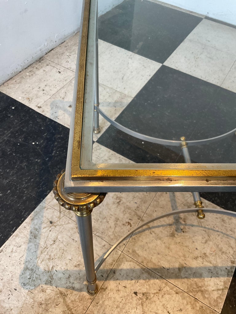 1980s Italian Steel / Brass Maison Jansen Style Side Table For Sale at ...