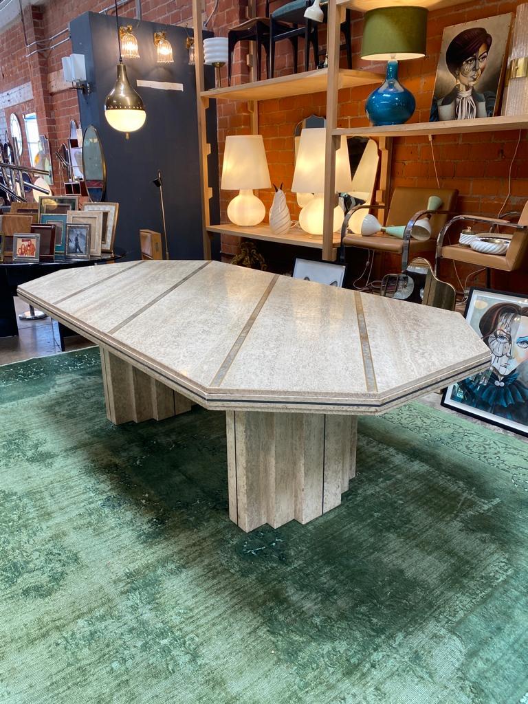 1980s Italian Travertine Dining Table For Sale at 1stDibs