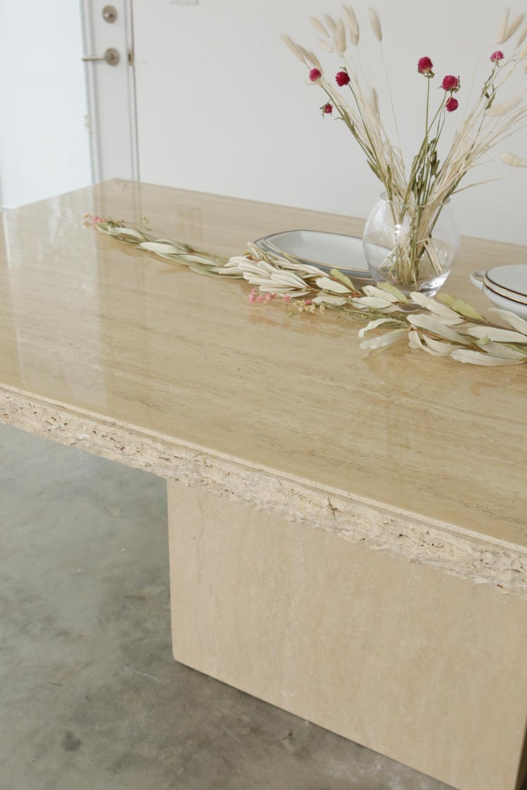 1980s Italian Travertine Live Edge Dining Table at 1stDibs