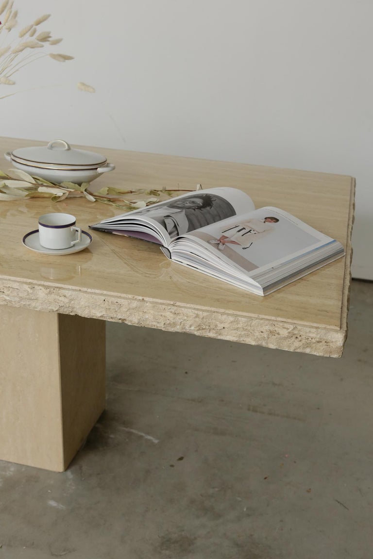 1980s Italian Travertine Live Edge Dining Table at 1stDibs