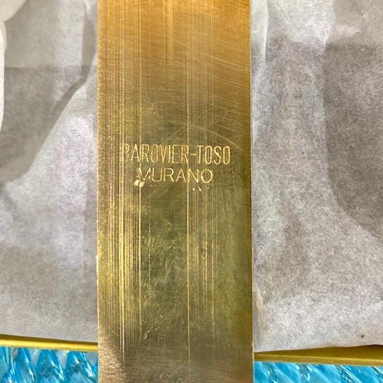 1980s Italian Vintage Aquamarine Blue Twisted Murano Glass and Brass ...