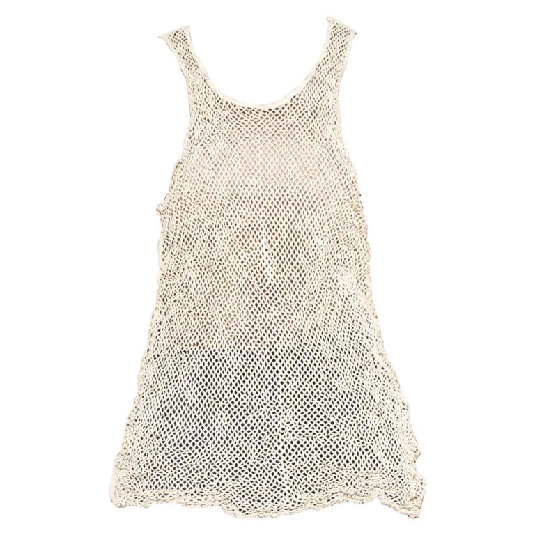 1980S Ivory Leather Net Tank Top For Sale at 1stDibs