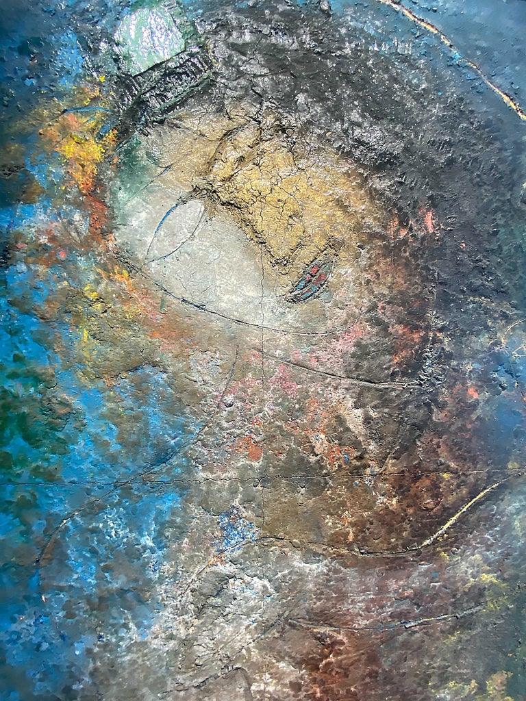 1980s Jamali Painting 'Mystical Expressionism' Style in a Gold Open ...