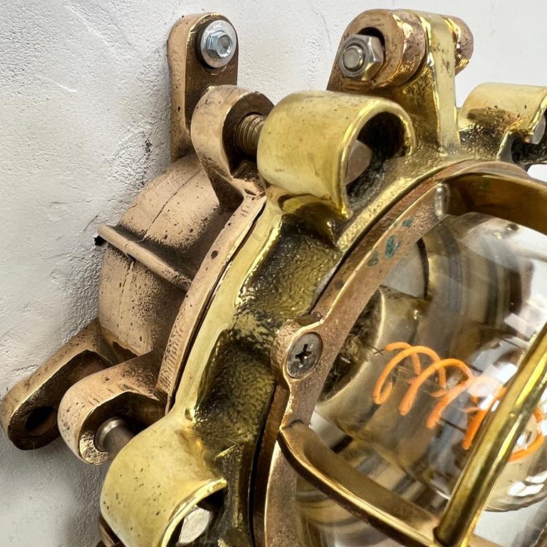 1980's Japanese Industrial Bronze and Brass Flame Proof Wall Light by ...