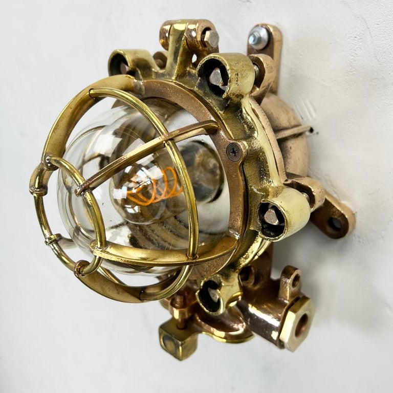 1980's Japanese Industrial Bronze and Brass Flame Proof Wall Light by ...