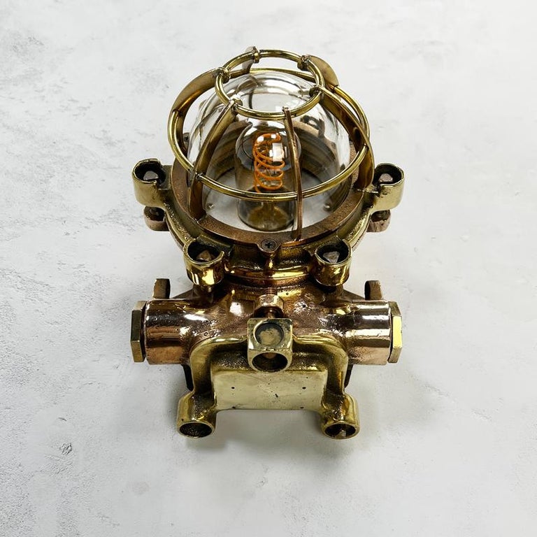 1980's Japanese Industrial Bronze and Brass Flame Proof Wall Light by ...