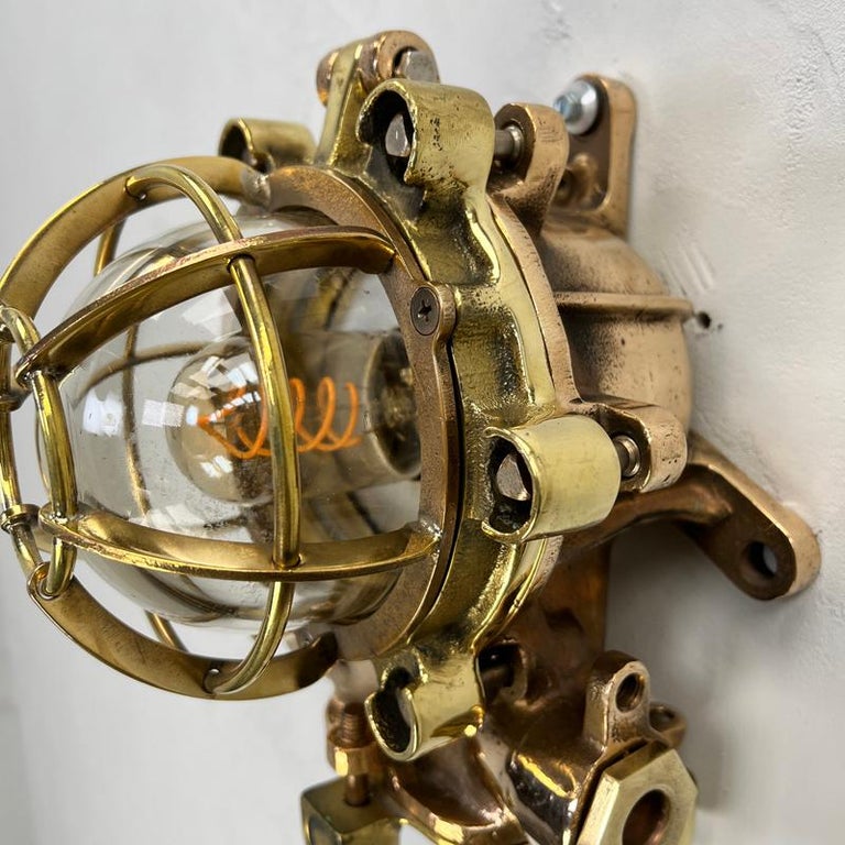 1980's Japanese Industrial Bronze and Brass Flame Proof Wall Light by ...