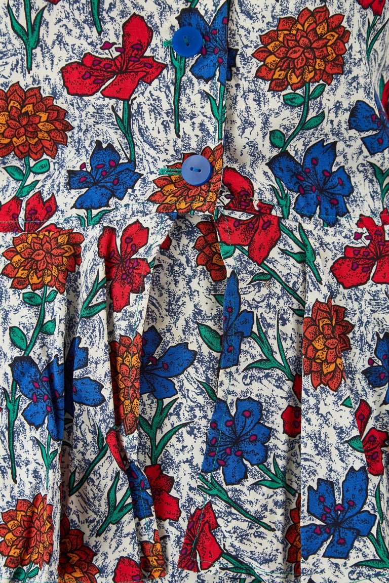 1980s Jean Muir Floral Cotton Peplum Skirt Suit For Sale at 1stDibs