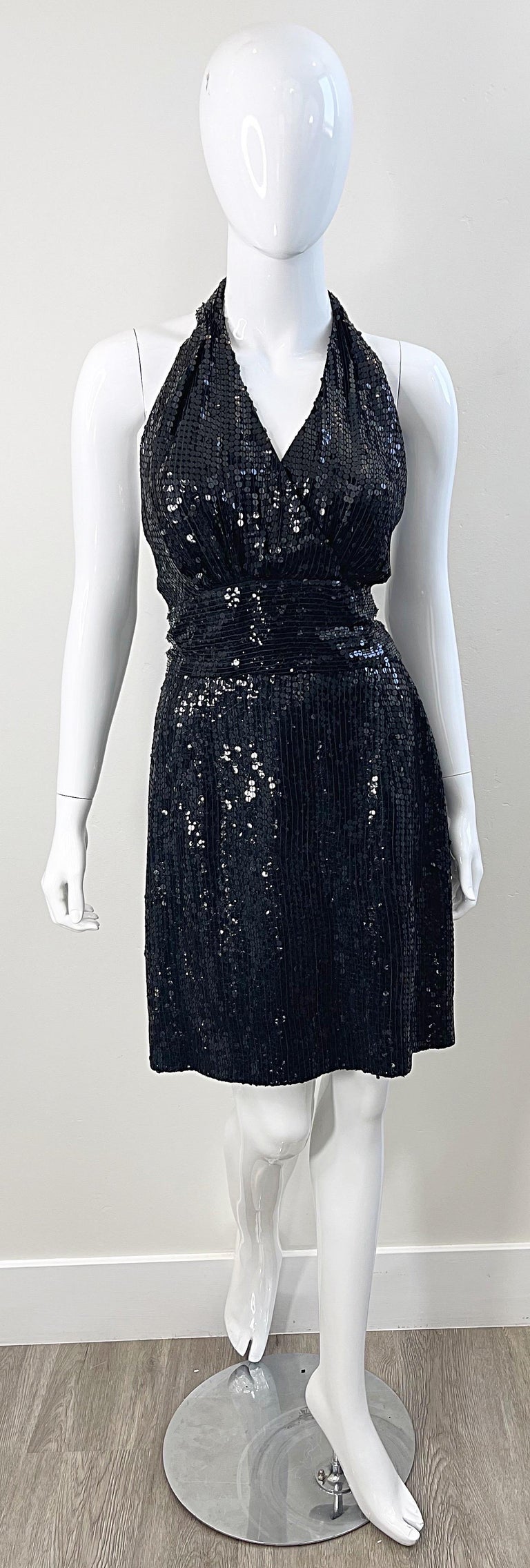 1980s Jeanette Kastenberg St. Martin Size 8 Black Silk Vintage Halter ...