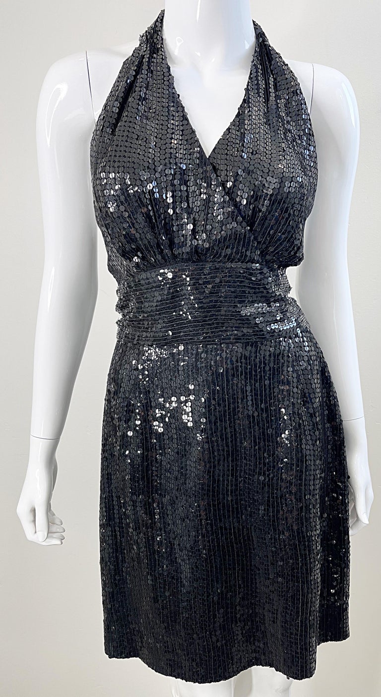 1980s Jeanette Kastenberg St. Martin Size 8 Black Silk Vintage Halter ...