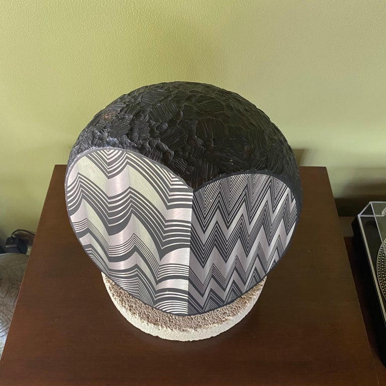 1980s John Clague Postmodern Carved Steel “Geode” Sphere Sculpture For ...