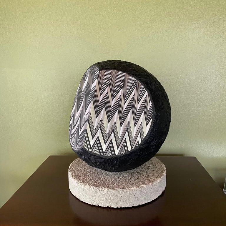 1980s John Clague Postmodern Carved Steel “Geode” Sphere Sculpture For ...