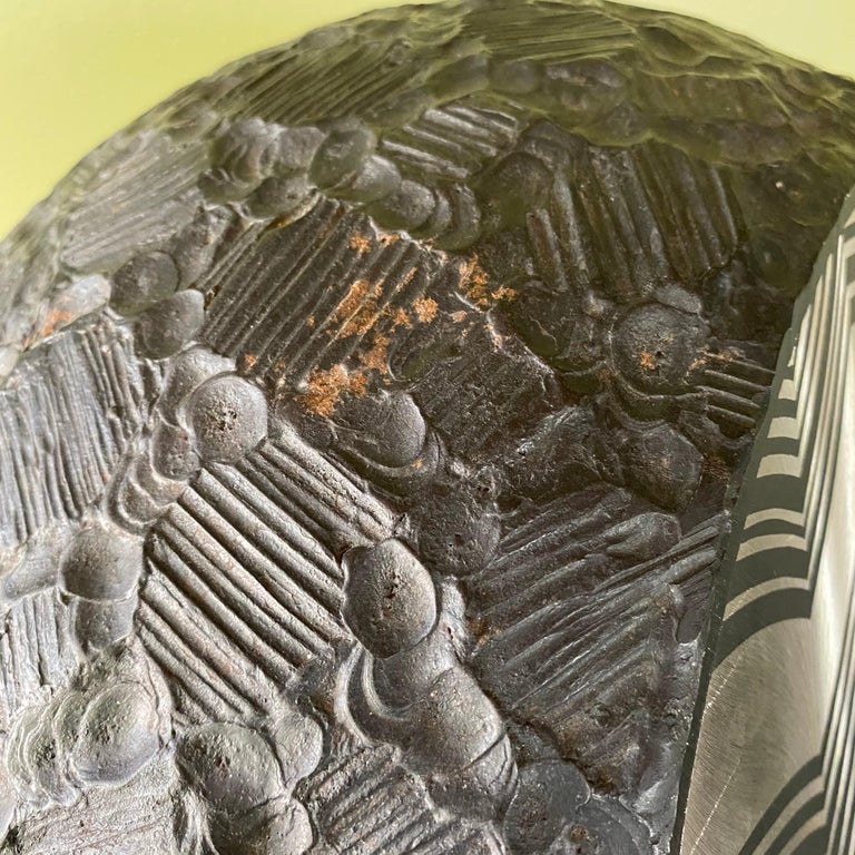 1980s John Clague Postmodern Carved Steel “Geode” Sphere Sculpture For ...