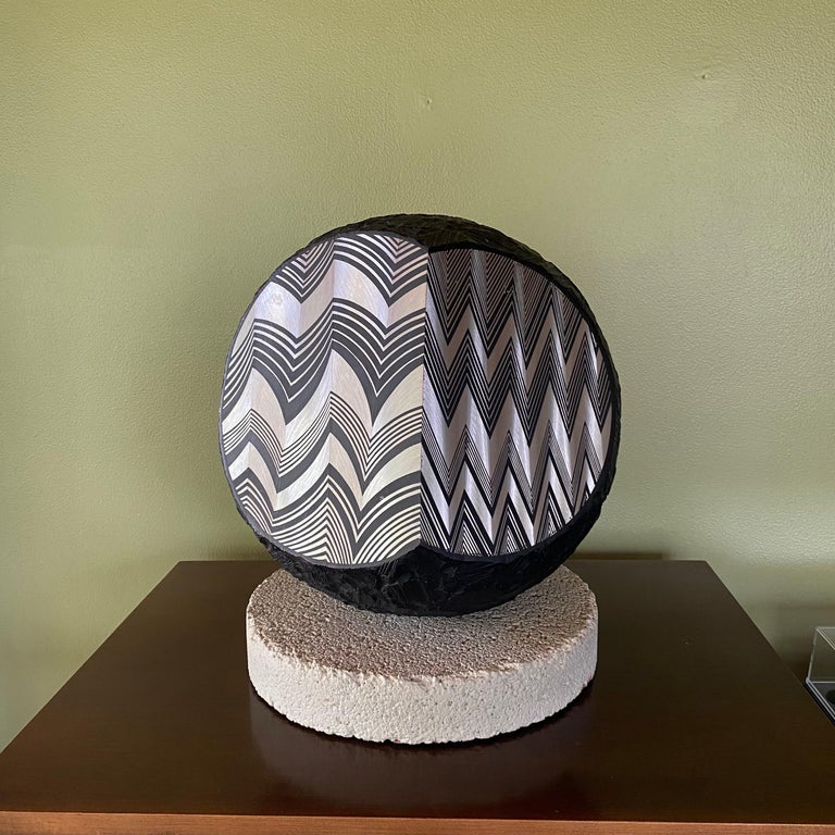 1980s John Clague Postmodern Carved Steel “Geode” Sphere Sculpture For ...