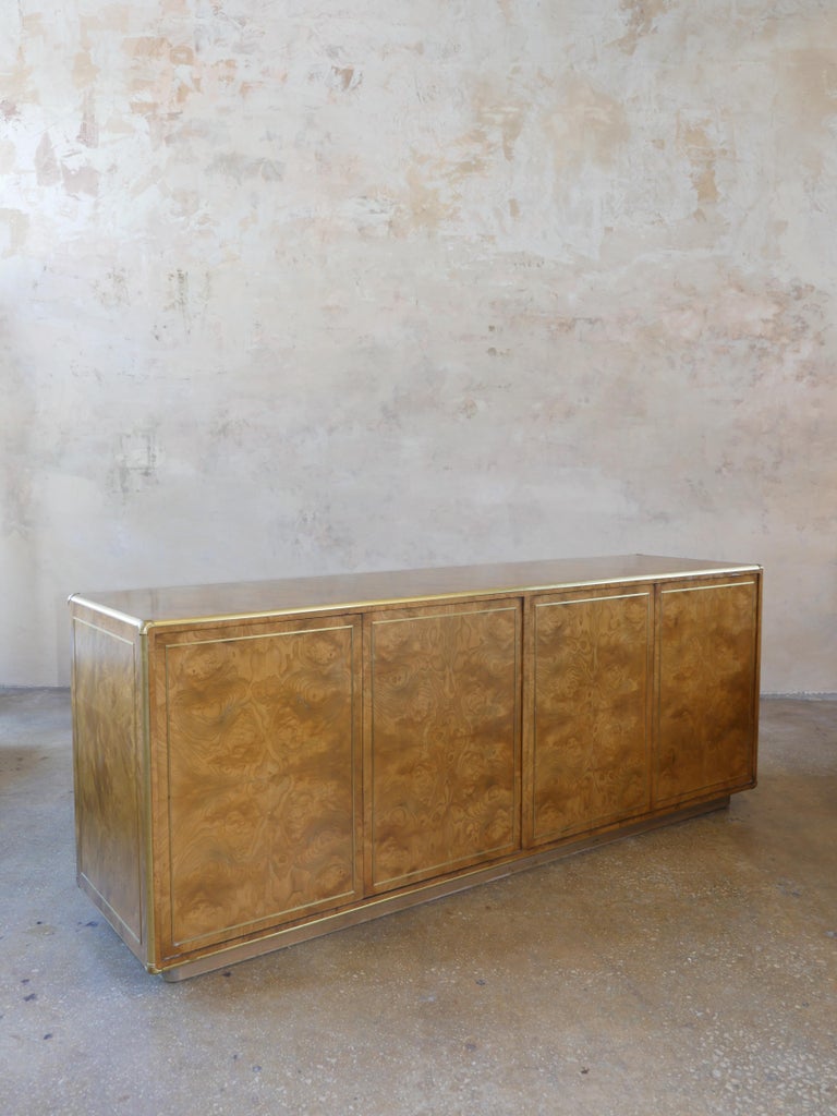 1980s John Stuart Olive Burl Wood and Brass Buffet Credenza For Sale at ...