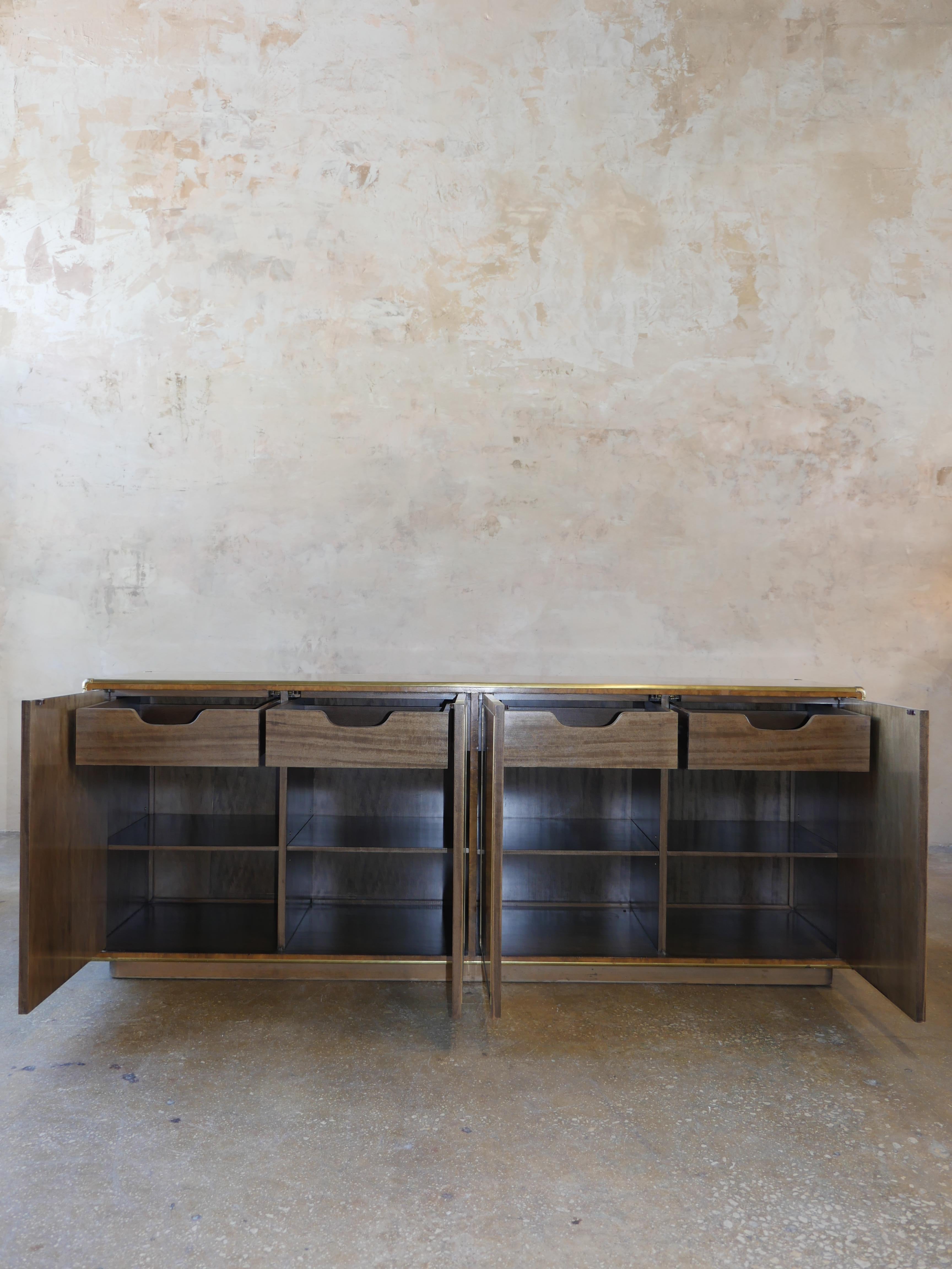 1980s John Stuart Olive Burl Wood and Brass Buffet Credenza For Sale at ...