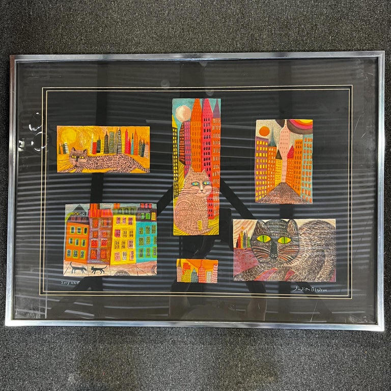 1980s Judith Bledsoe Modern City Cats Lithograph Six Series For Sale at ...