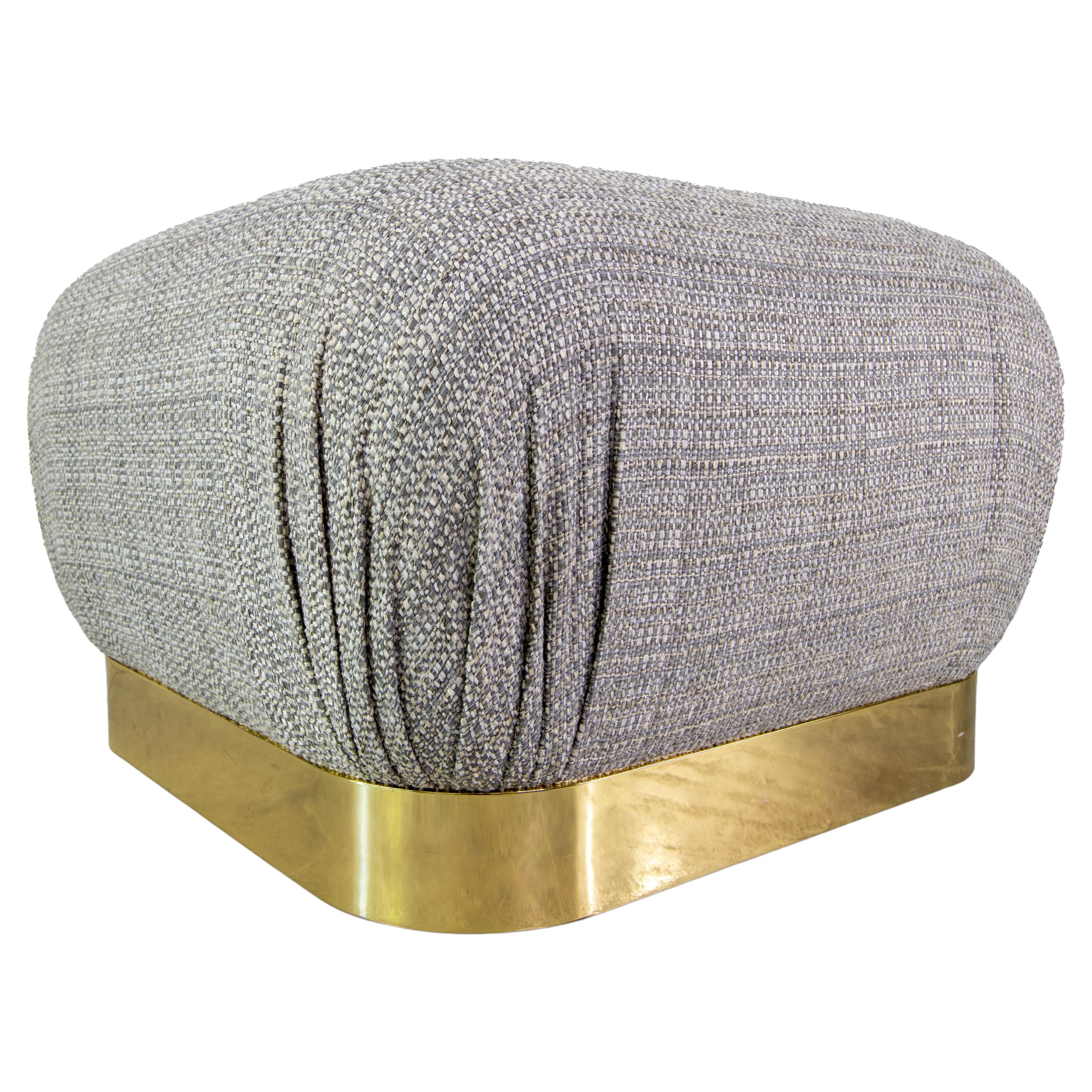 1980s Karl Springer Style Rolling Soufflé Ottoman/Pouf with Solid Brass ...