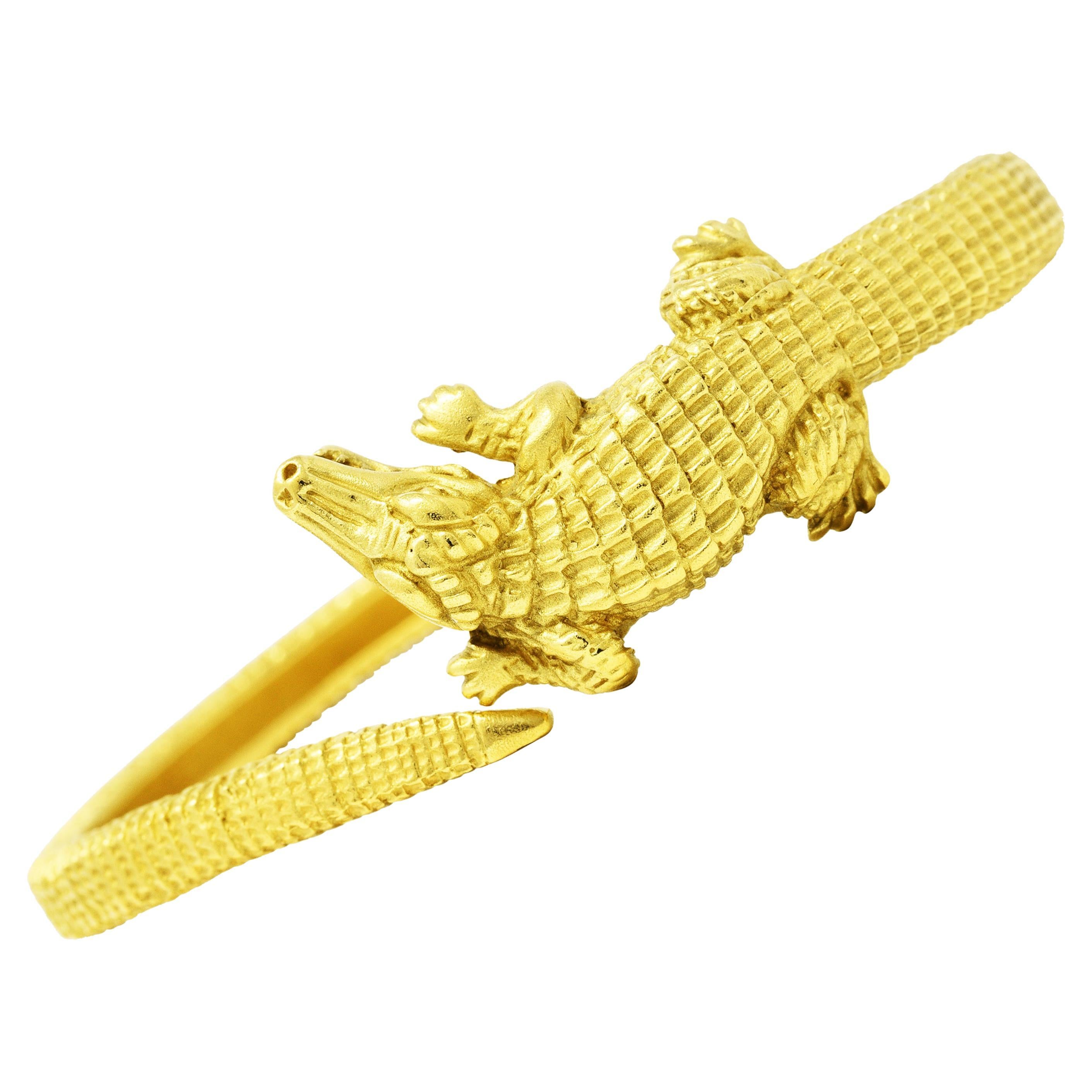 KIESELSTEIN CORD Gold Large Alligator Bangle Bracelet at 1stDibs ...