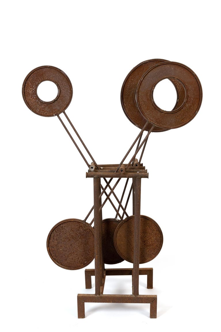 1980's Kinetic Iron Modernist Sculpture For Sale at 1stDibs
