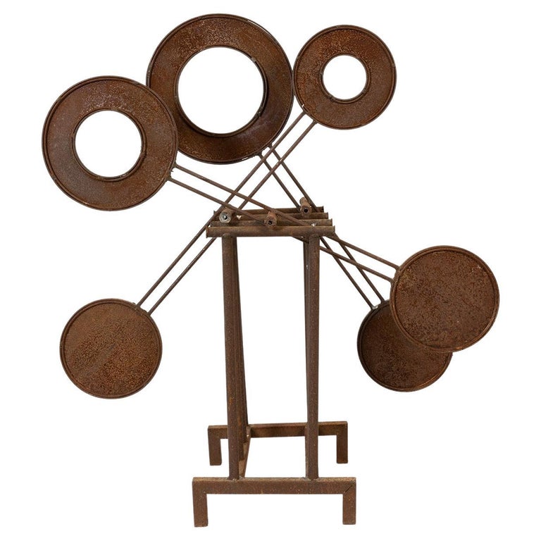 1980's Kinetic Iron Modernist Sculpture For Sale at 1stDibs
