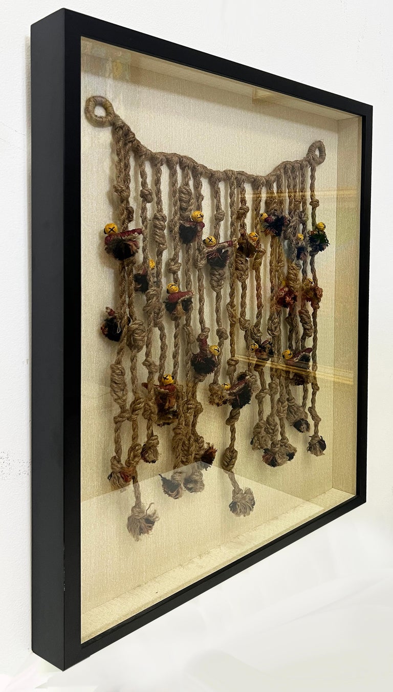 1980s Knotted Cord Textile Art, Decorative Figures, Sheila Hicks Style ...