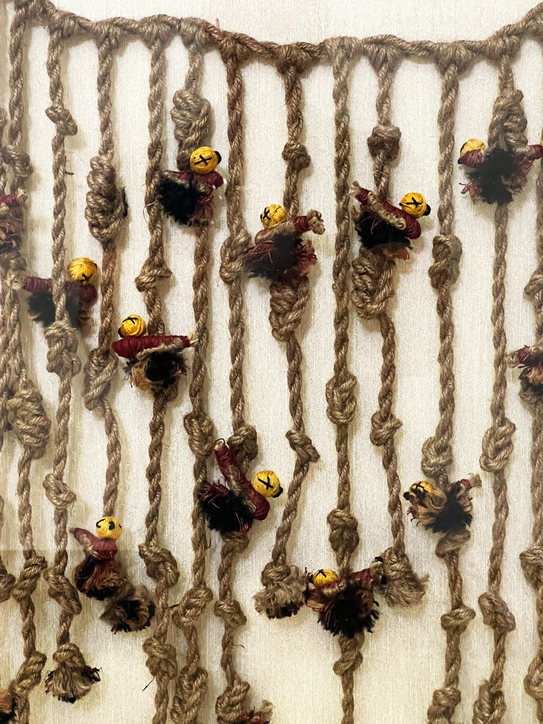 1980s Knotted Cord Textile Art, Decorative Figures, Sheila Hicks Style ...