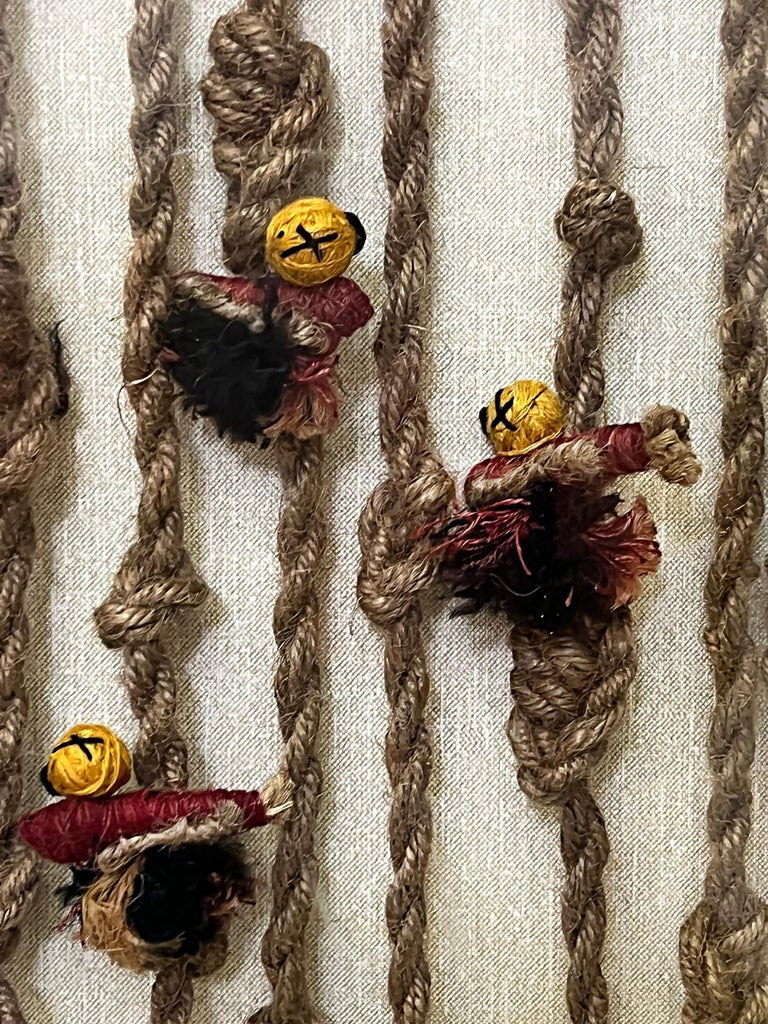 1980s Knotted Cord Textile Art, Decorative Figures, Sheila Hicks Style ...