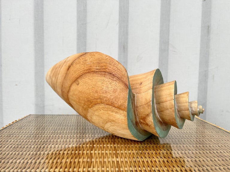 1980s Large Coastal Style Carved Wood Conch Seashell Sculpture. at 1stDibs