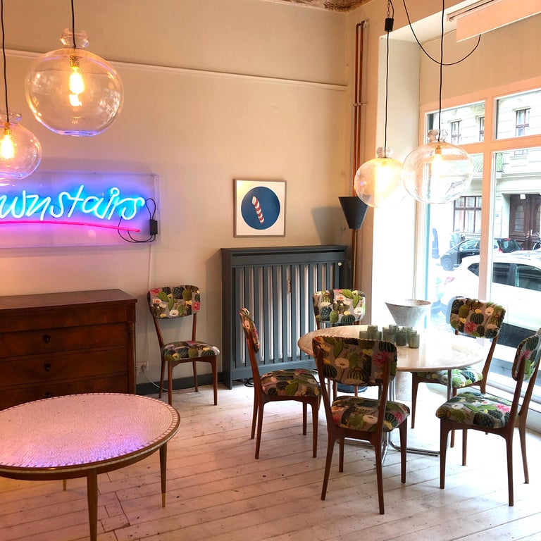 Large Mid Century Neon Sign Red / Blue "Downstairs" in a Acrylic ...