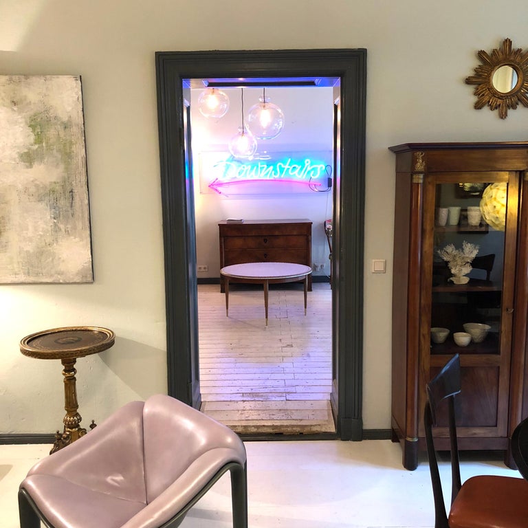 Large Mid Century Neon Sign Red / Blue "Downstairs" in a Acrylic ...