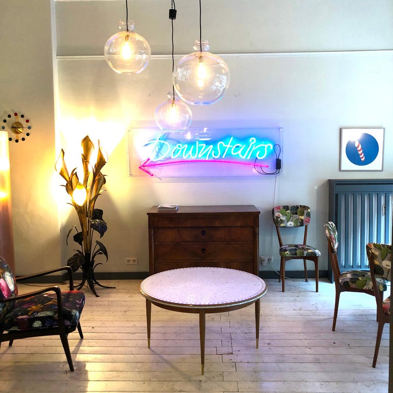 Large Mid Century Neon Sign Red / Blue "Downstairs" in a Acrylic ...