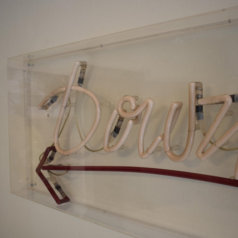 Large Mid Century Neon Sign Red / Blue "Downstairs" in a Acrylic ...