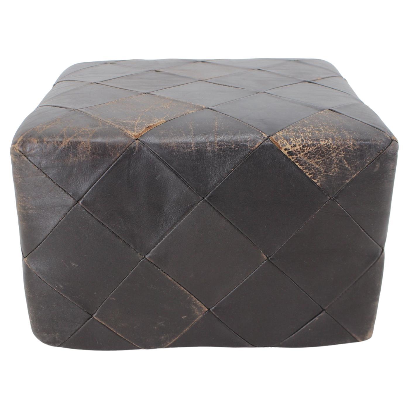 Italian Wood Structure and Grey Fabric Padding Pouf, 1980s For Sale at ...