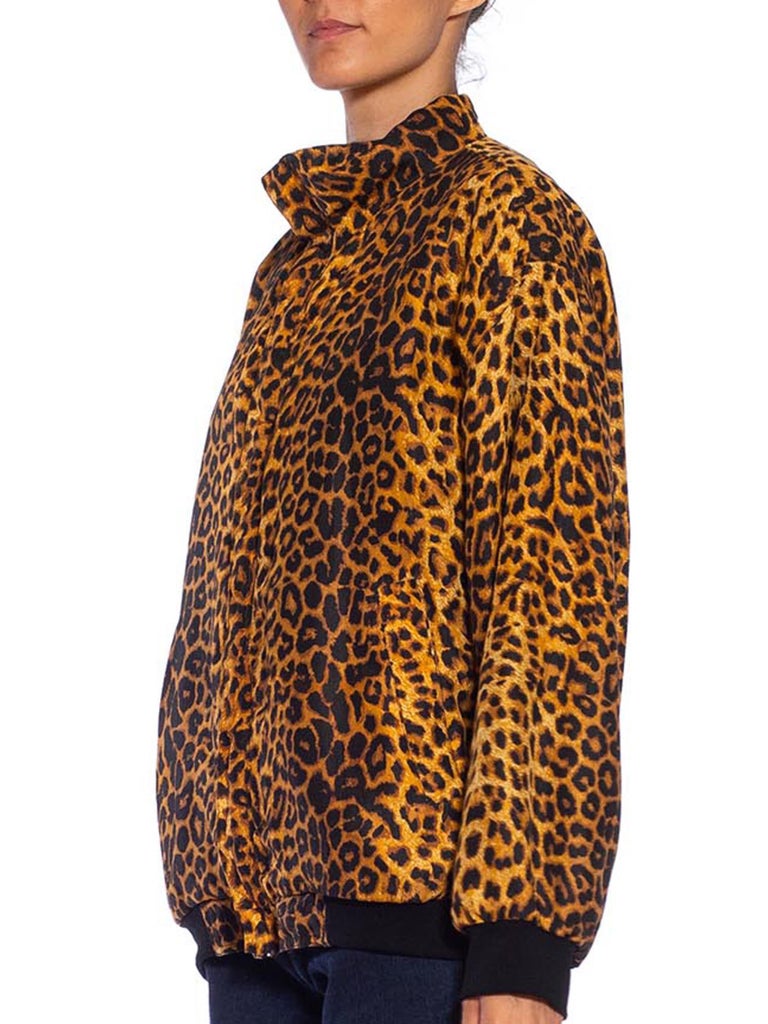 1980S Leopard Print Silk Jacket With Pockets For Sale at 1stDibs