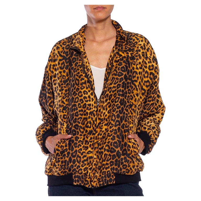 1980S Leopard Print Silk Jacket With Pockets For Sale at 1stDibs