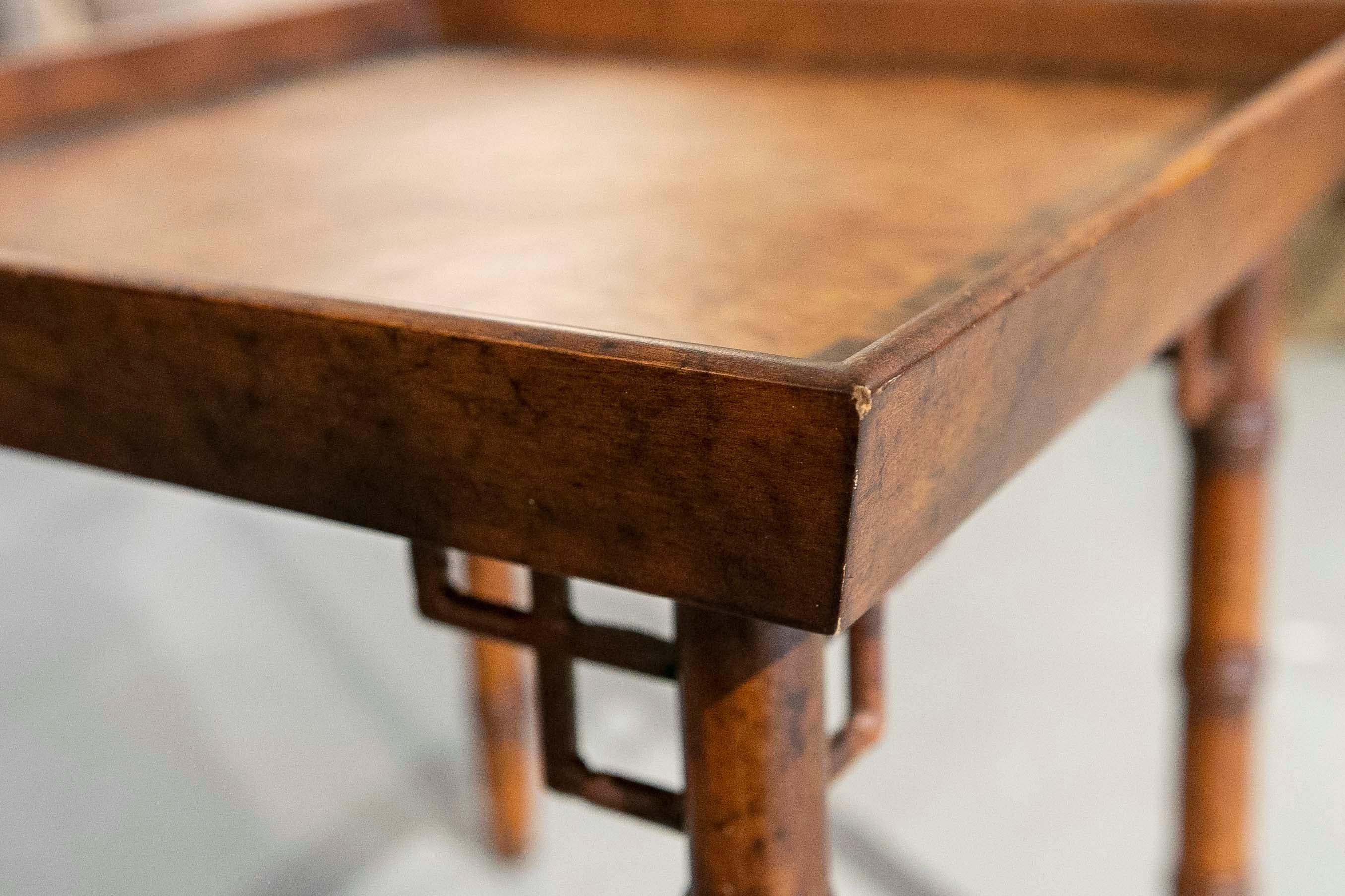 1980s Low Wooden Side Table Imitating Bamboo Painted in Brown Tones For ...