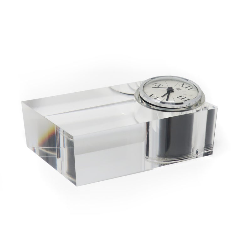 1980s Lucite Desk Clock by Feliceantonio Botta at 1stDibs