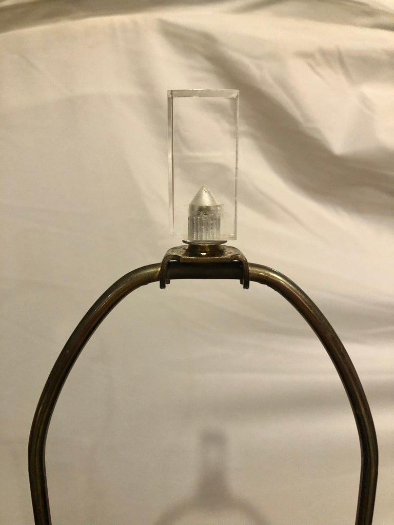 1980s Lucite and Fabric Block Lamp For Sale at 1stDibs