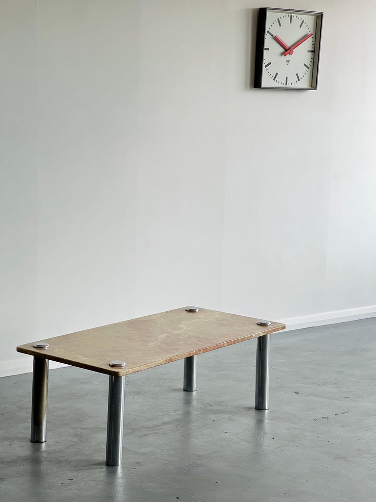 1980s Marble and Chrome Coffee Table at 1stDibs