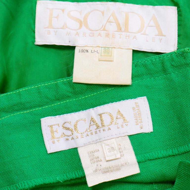 1980s Margaretha Ley Escada Green Linen Jeweled Cropped Jacket and ...