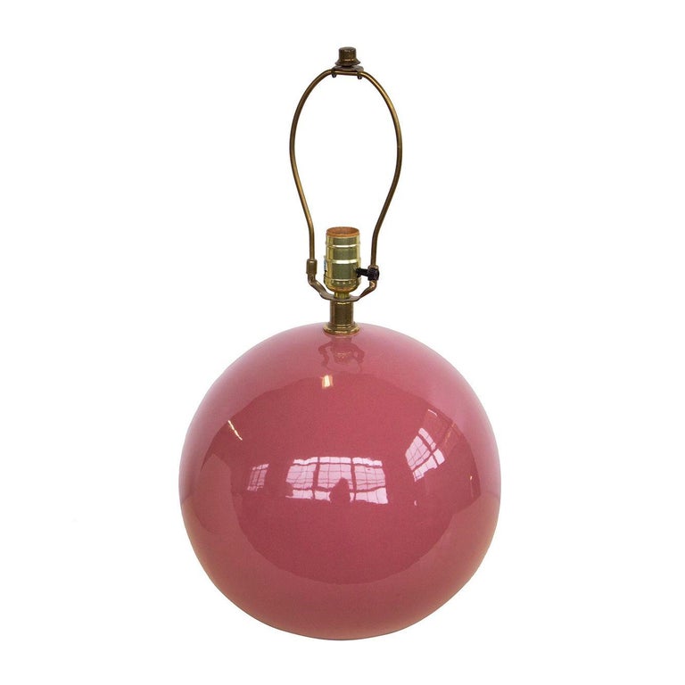 1980s Mauve Ceramic Sphere Table Lamp For Sale at 1stDibs