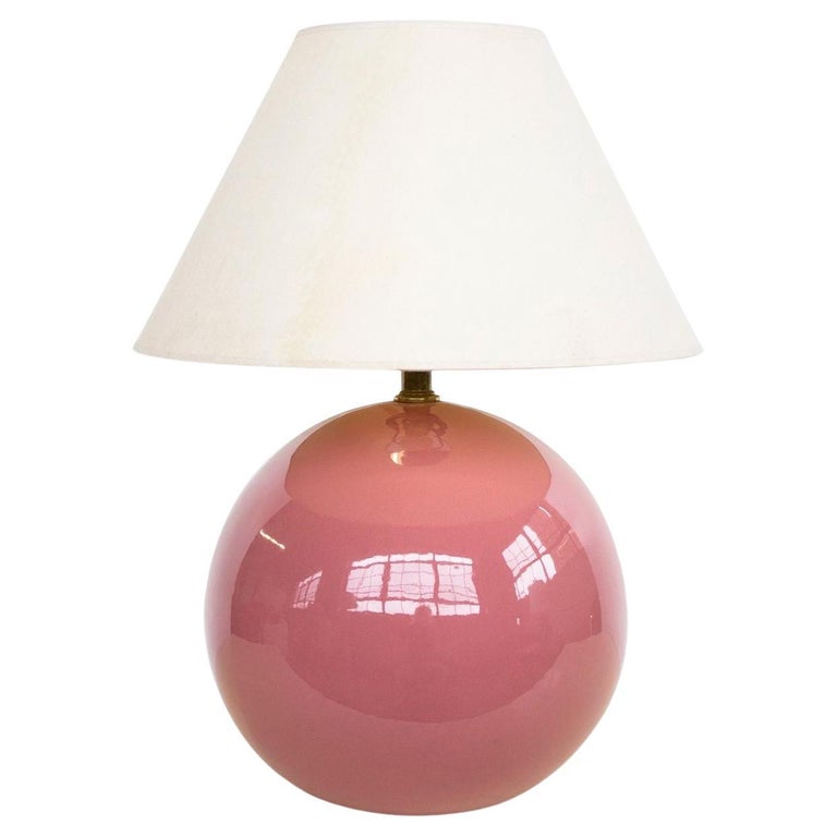 1980s Mauve Ceramic Sphere Table Lamp For Sale at 1stDibs