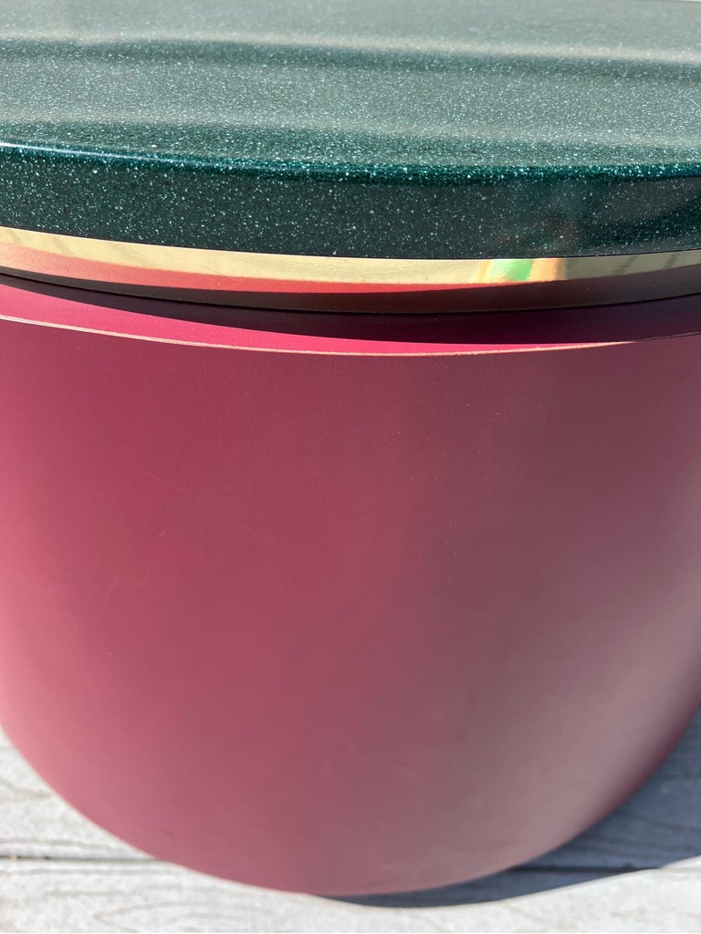 1980s Mauve Pink with Green Stone Custom Console Table For Sale at 1stDibs