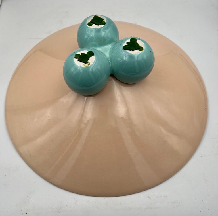 1980's Memphis Era Large Footed Compote Ceramic bowl For Sale at 1stDibs