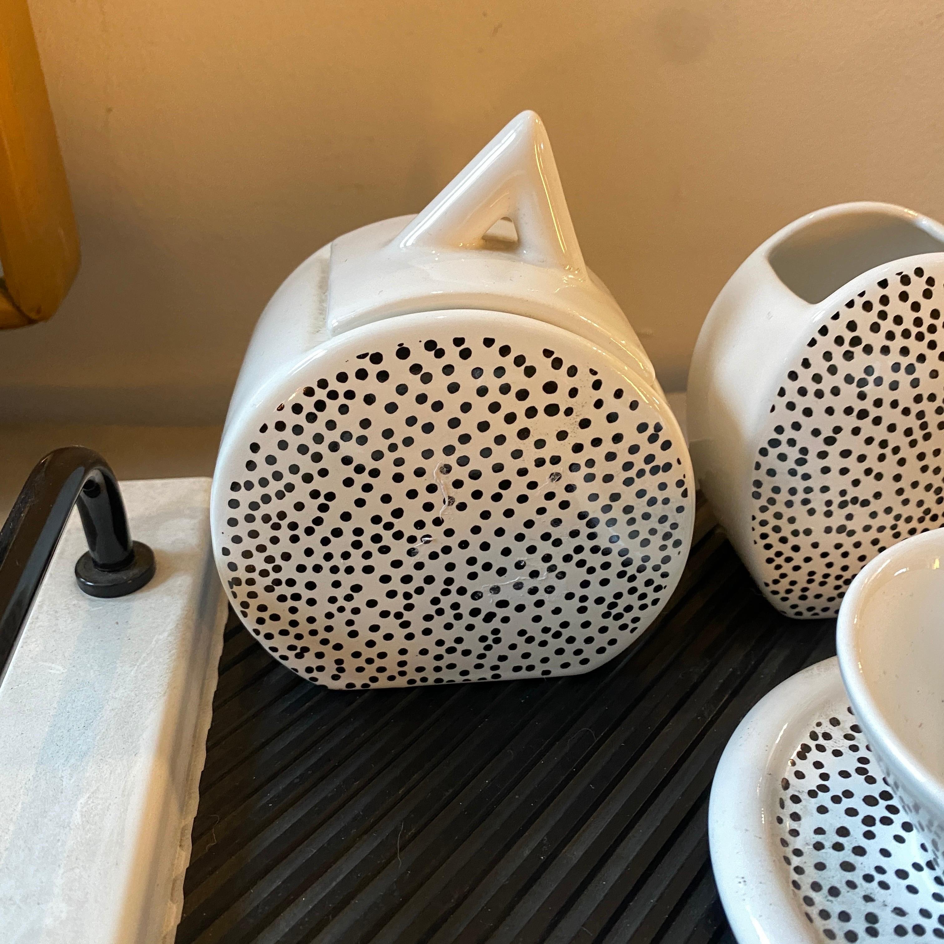 1980s Memphis Style Black and White Metal Tray and Ceramic Tea Set by ...