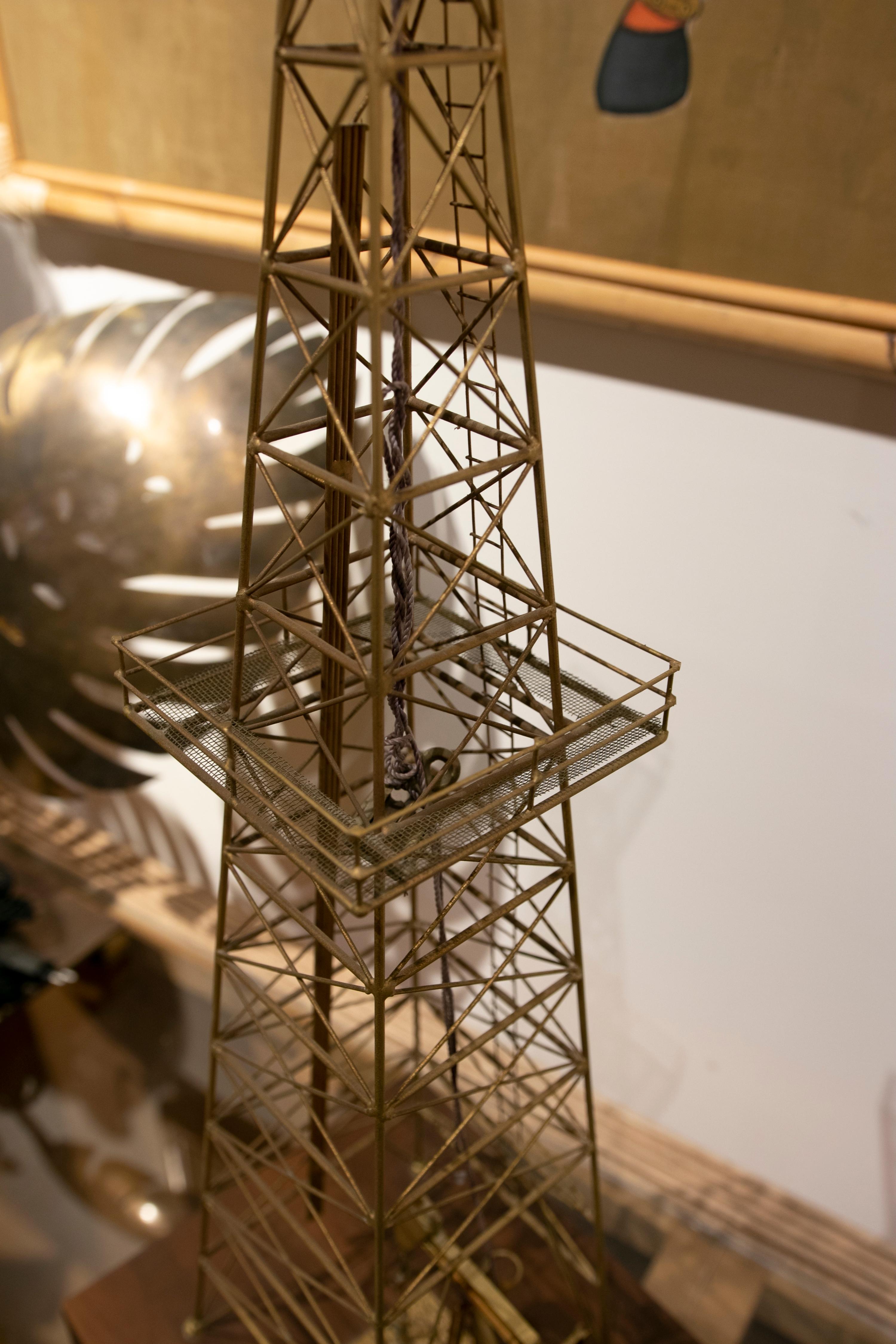 1980's Metal and Wood Model of an Oil Well with Motion at 1stDibs