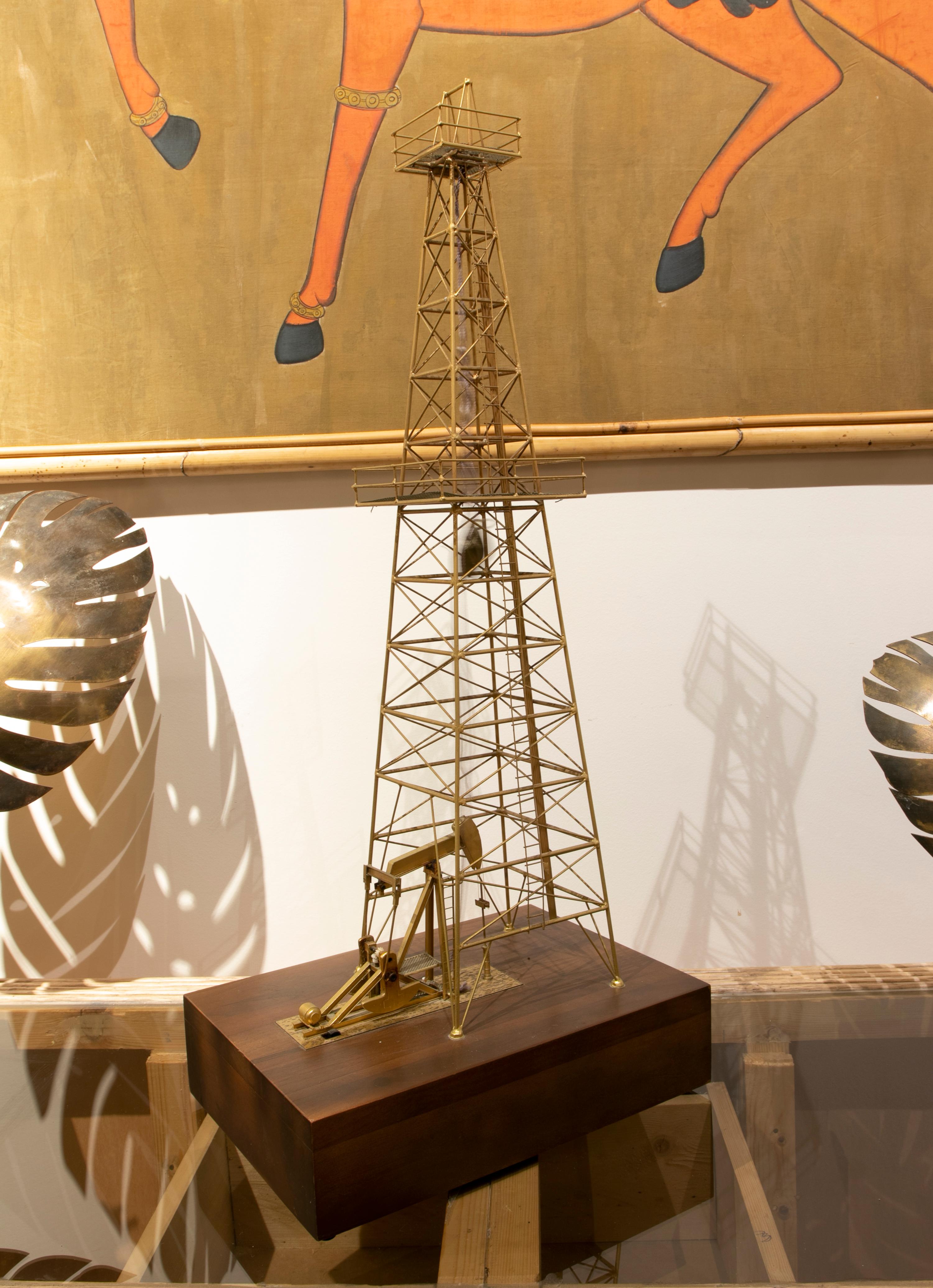 1980's Metal and Wood Model of an Oil Well with Motion at 1stDibs