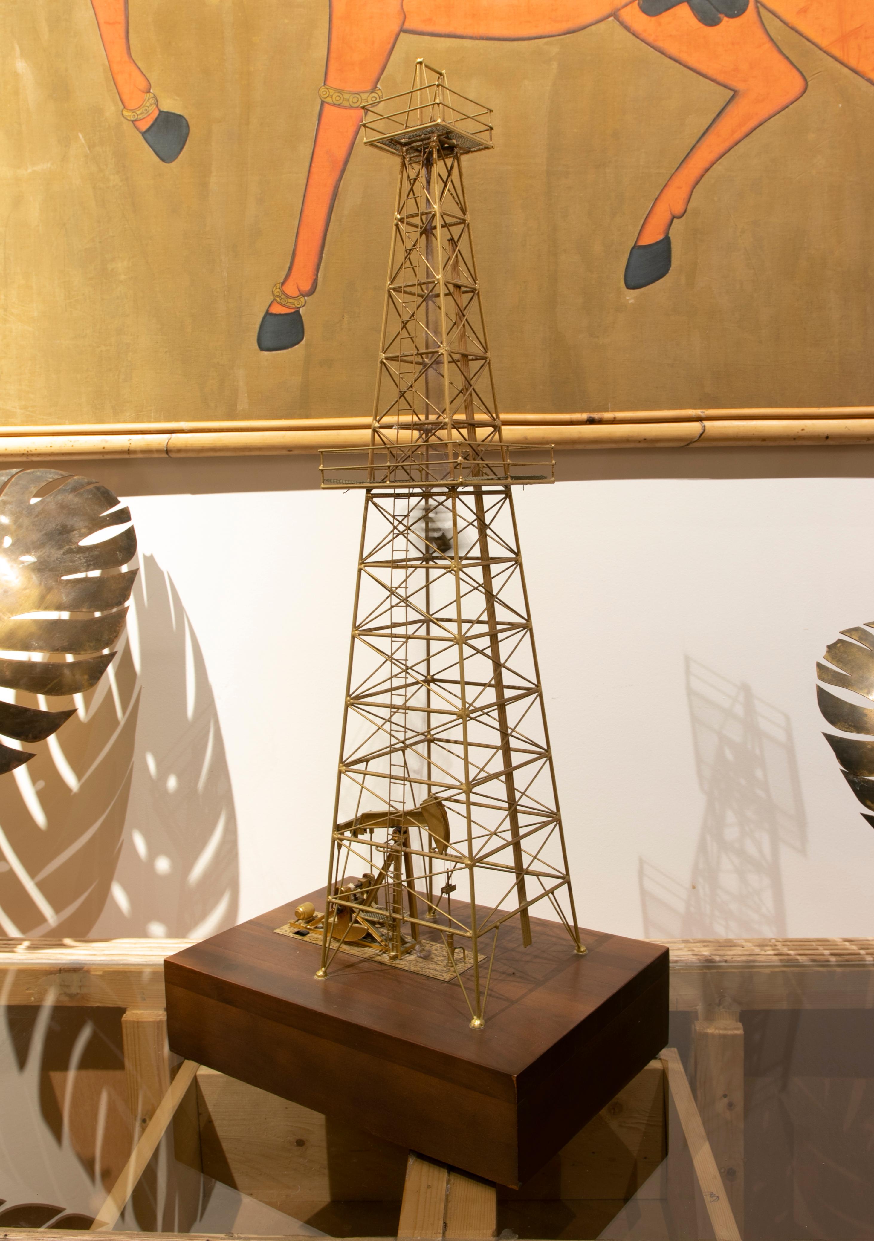 1980's Metal and Wood Model of an Oil Well with Motion at 1stDibs