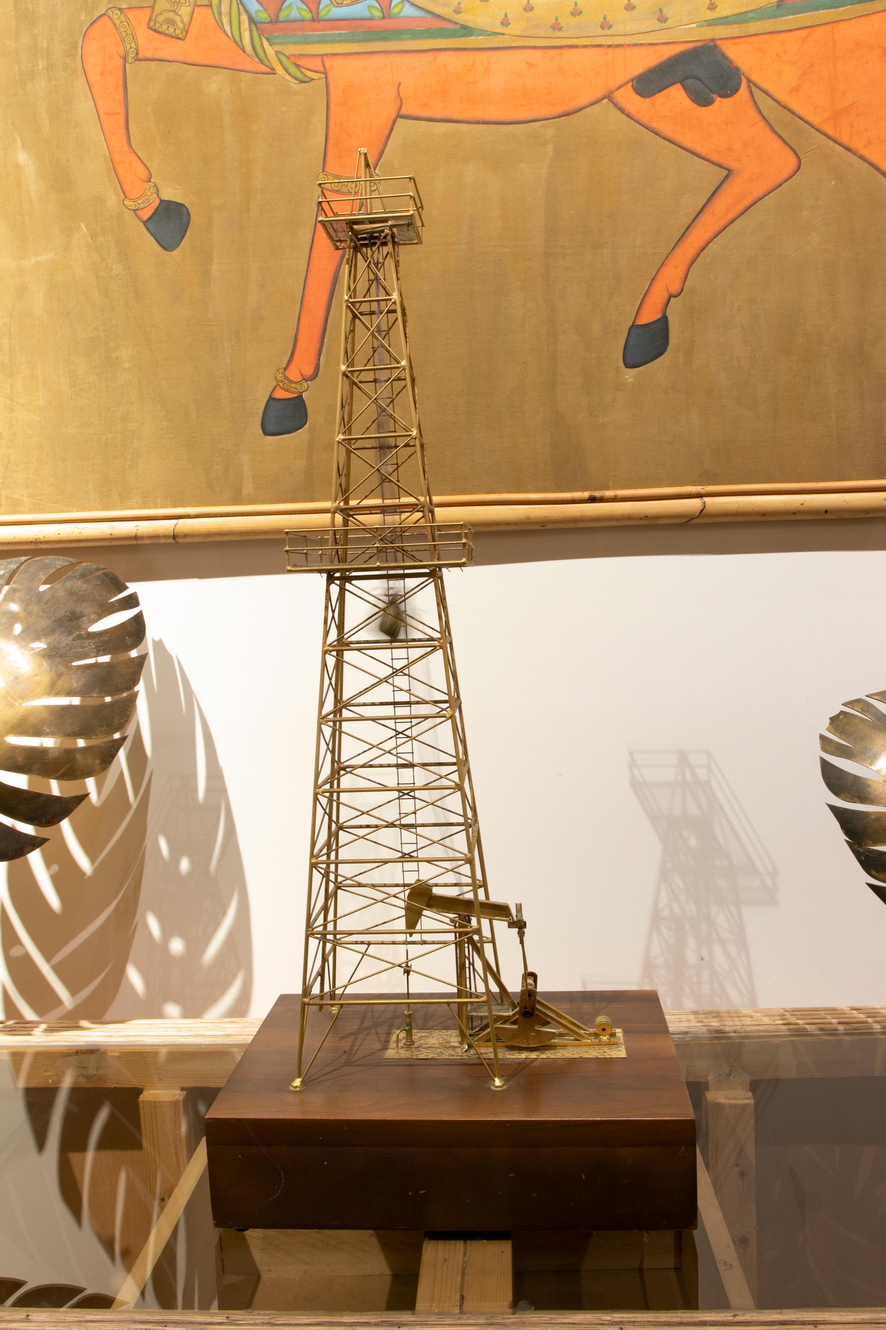 1980's Metal and Wood Model of an Oil Well with Motion at 1stDibs